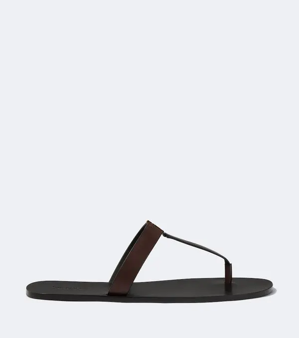 Saint Laurent Cassandre Leather Thong Sandals