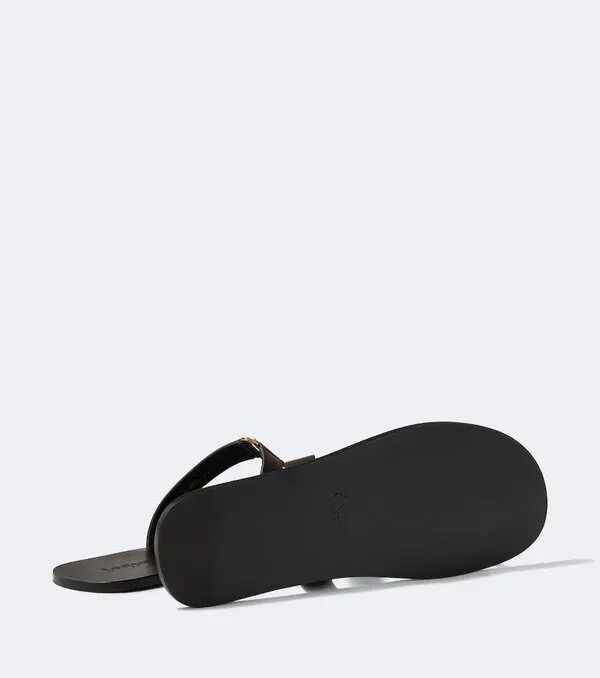 Saint Laurent Cassandre Leather Thong Sandals