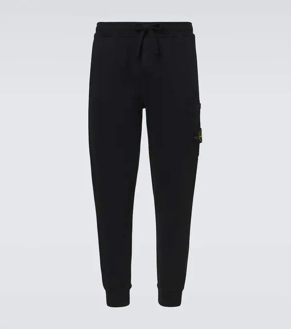 Stone Island Compass Cotton Fleece Sweatpants - Black