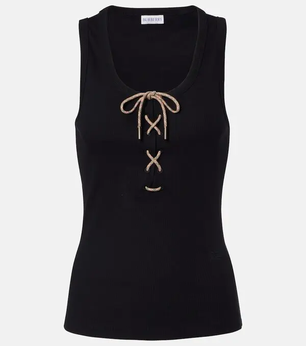 Burberry Ribbed Knit Cotton-blend Tank Top - Black