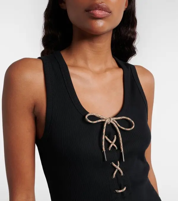 Burberry Ribbed Knit Cotton-blend Tank Top - Black