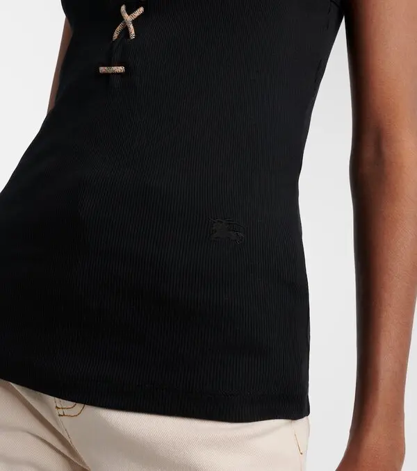 Burberry Ribbed Knit Cotton-blend Tank Top - Black