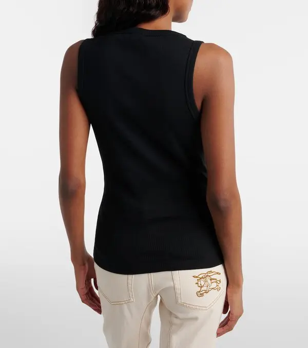 Burberry Ribbed Knit Cotton-blend Tank Top - Black