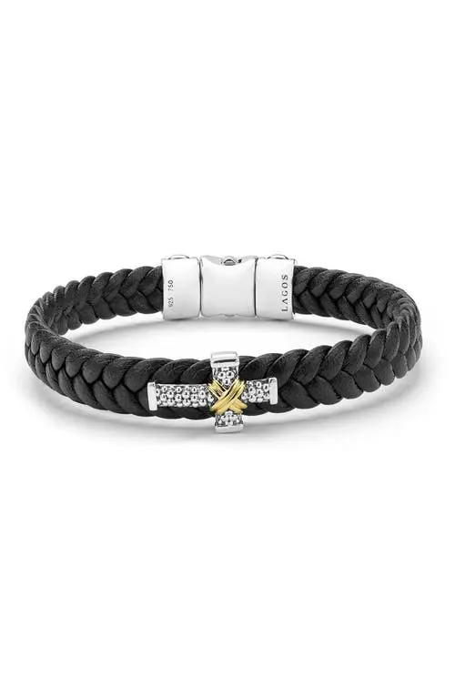 Lagos Anthem Leather Cross Bracelet - Silver