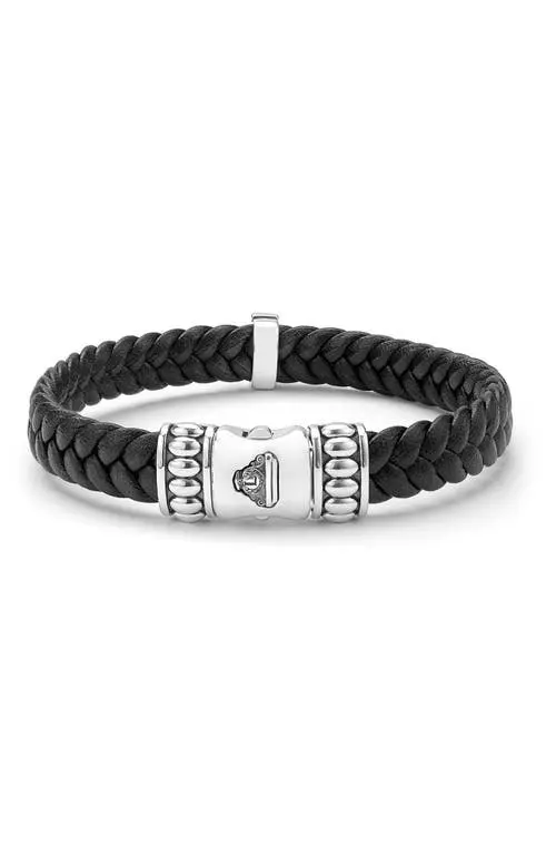 Lagos Anthem Leather Cross Bracelet - Silver