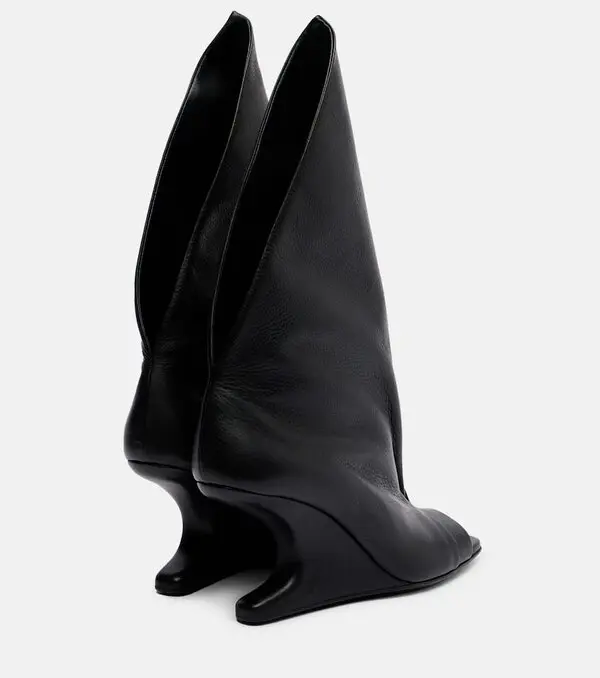 Rick Owens Cantilever Leather Peep-toe Boots