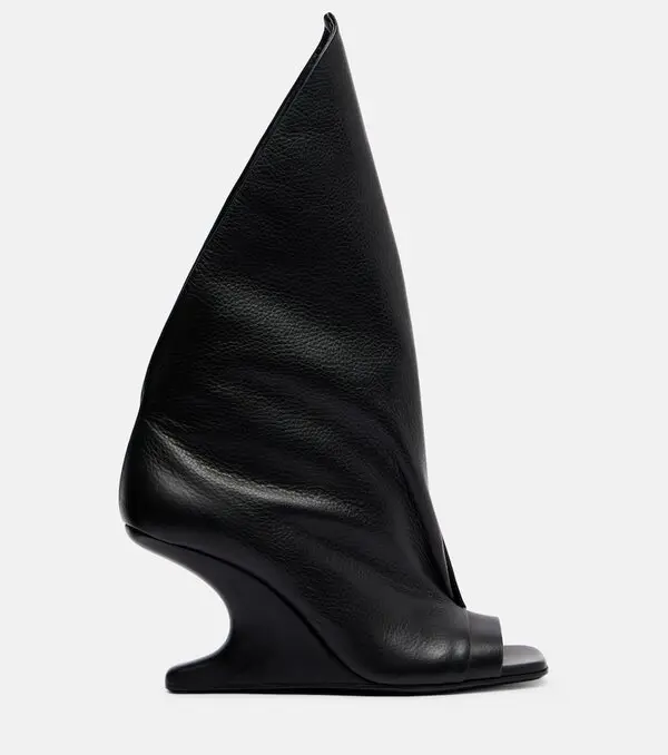 Rick Owens Cantilever Leather Peep-toe Boots