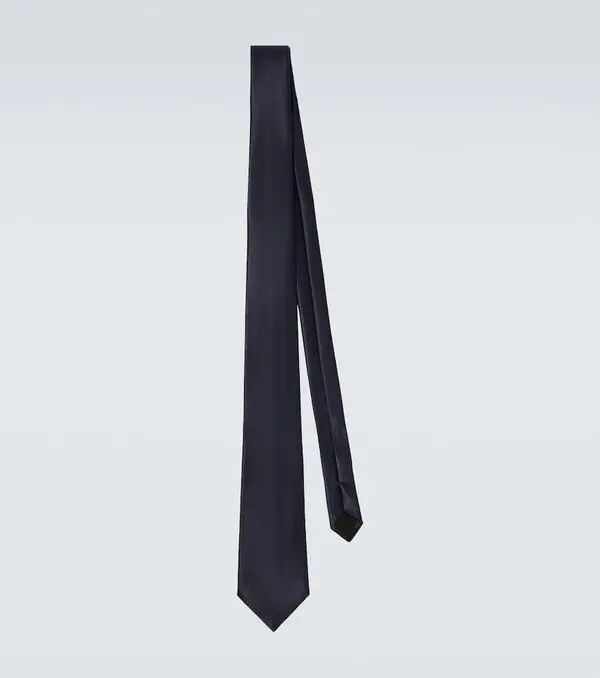 Saint Laurent Silk Satin Neck Tie - Blue
