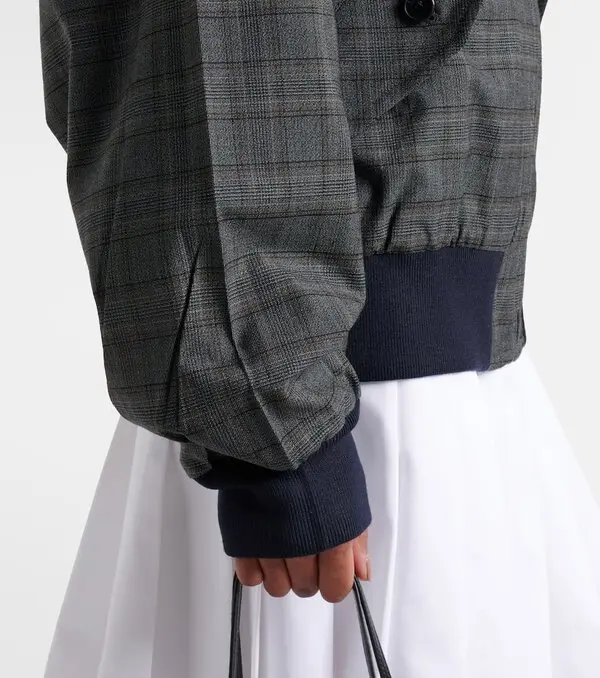 Prada Checked Hooded Virgin Wool Jacket