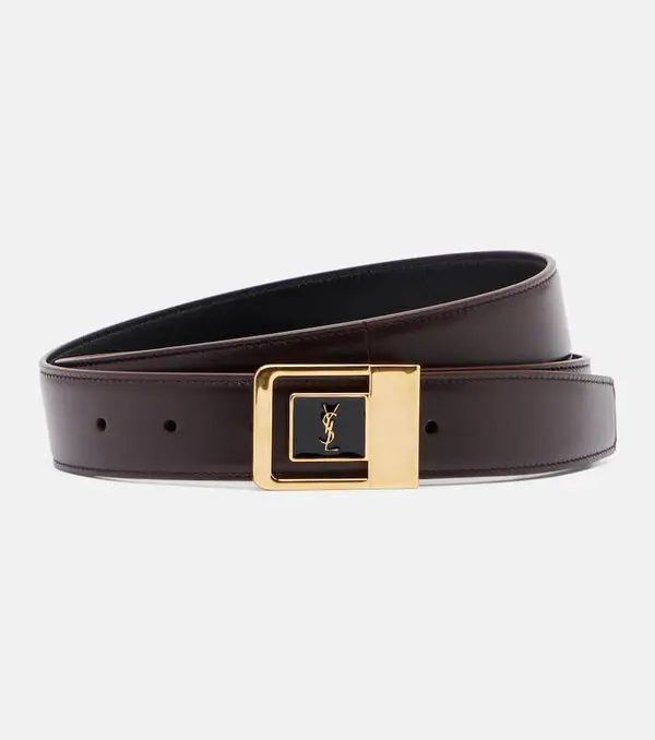 Saint Laurent Cassandre Leather Belt - Burgundy