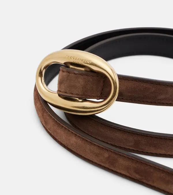Saint Laurent Suede Belt - Brown