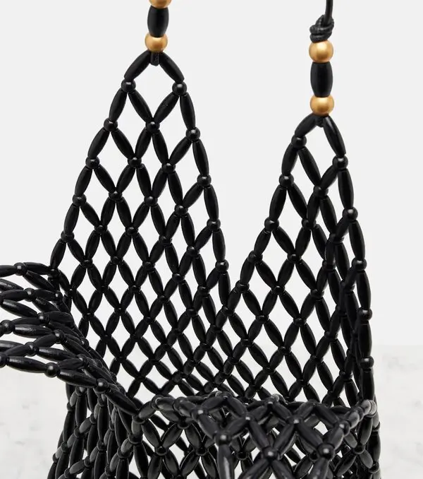 Saint Laurent Cassandre Beaded Shoulder Bag - Black