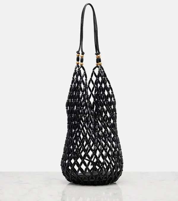 Saint Laurent Cassandre Beaded Shoulder Bag - Black