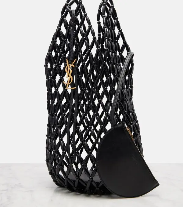 Saint Laurent Cassandre Beaded Shoulder Bag - Black