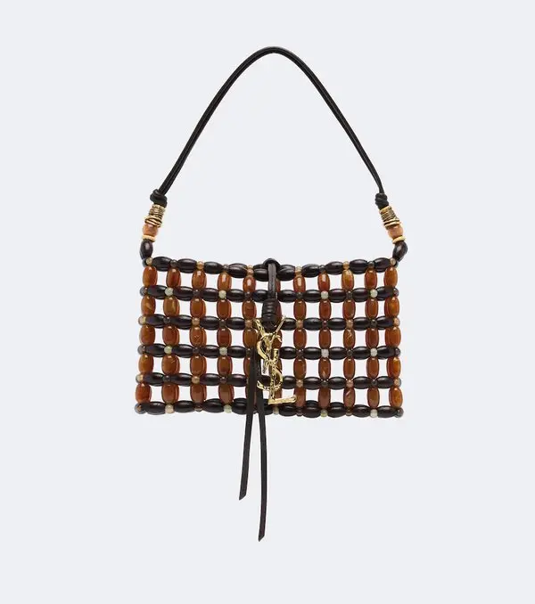 Saint Laurent Cassandre Beaded Shoulder Bag - Brown