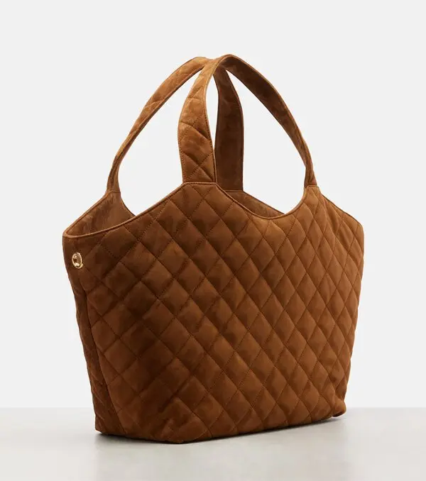 Saint Laurent Icare Medium Quilted Suede Shopper - Brown
