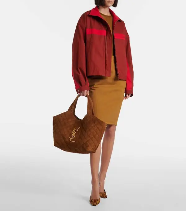Saint Laurent Icare Medium Quilted Suede Shopper - Brown