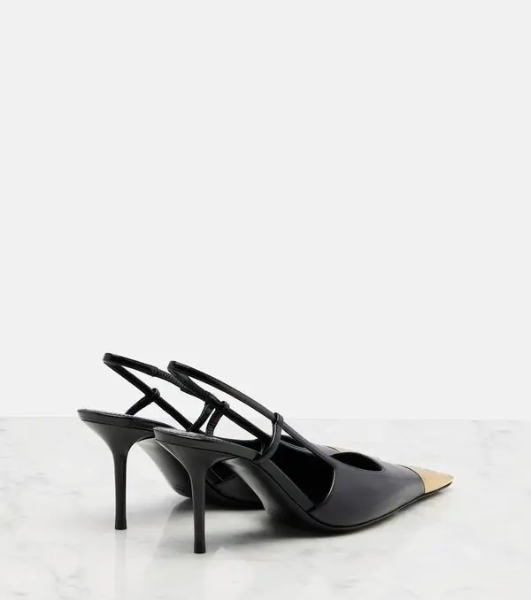 Saint Laurent Jeanne 75 Leather Slingback Pumps - Black