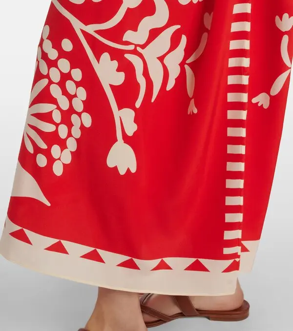 ERES Holi Belted Printed Silk Kaftan - Red