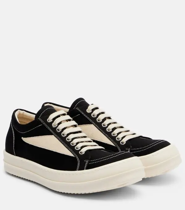 Rick Owens Vintage Suede-trimmed Canvas Sneakers - Black
