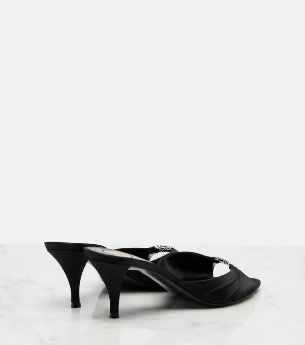 Saint Laurent Jerry 60 Embellished Crêpe Satin Mules - Black