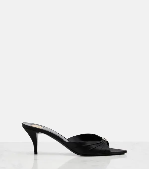 Saint Laurent Jerry 60 Embellished Crêpe Satin Mules - Black