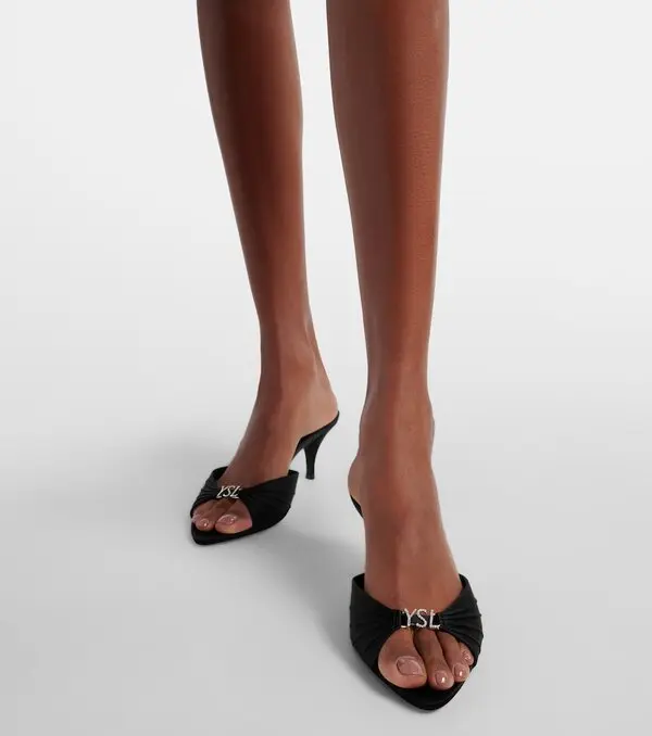 Saint Laurent Jerry 60 Embellished Crêpe Satin Mules