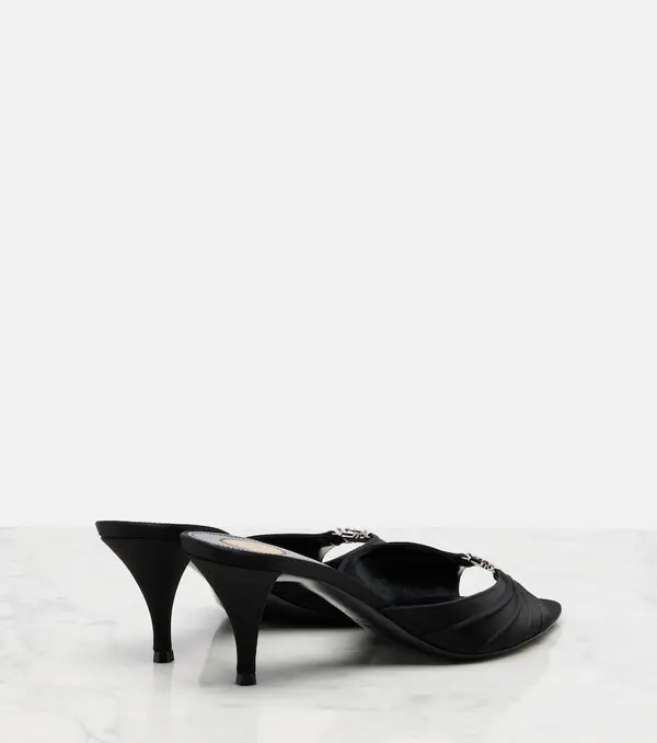 Saint Laurent Jerry 60 Embellished Crêpe Satin Mules