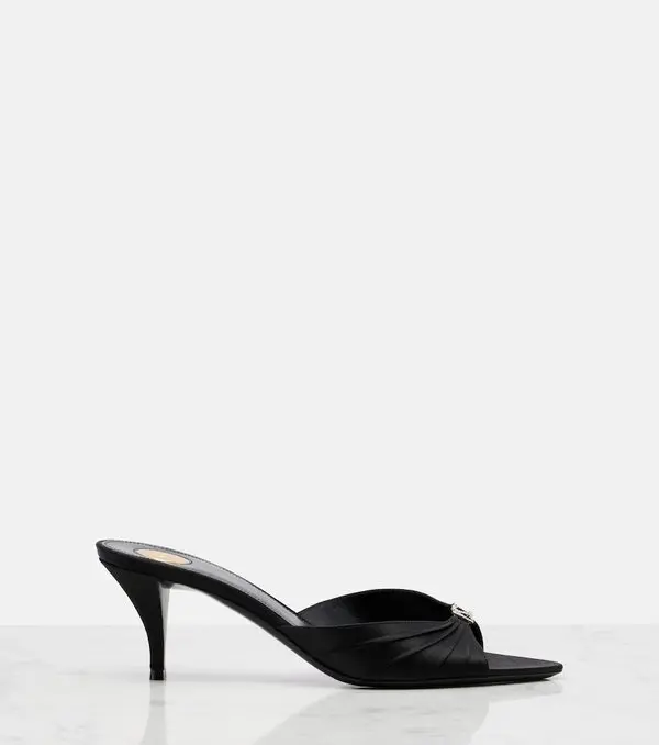 Saint Laurent Jerry 60 Embellished Crêpe Satin Mules