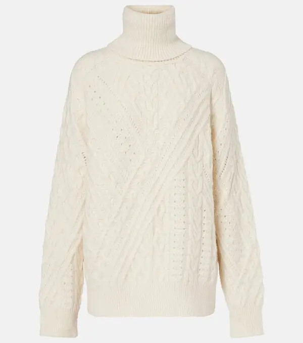 Saint Laurent Cable-knit Alpaca-blend Turtleneck Sweater