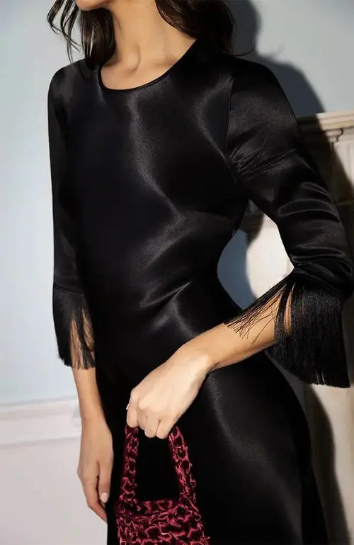 REWRITTEN Dolly Fringe Sleeve Midi Dress