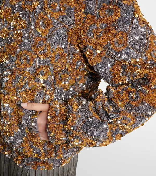 Dries Van Noten Sequined Blouson Jacket - Silver
