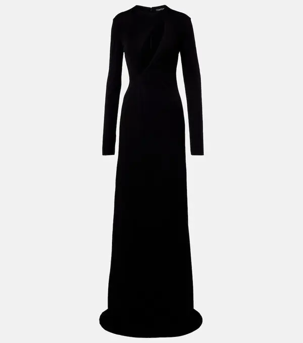 TOM FORD Cutout Crêpe Jersey Gown - Black