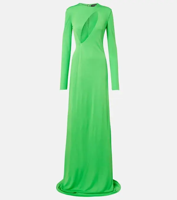 TOM FORD Cutout Crepe Jersey Gown - Green