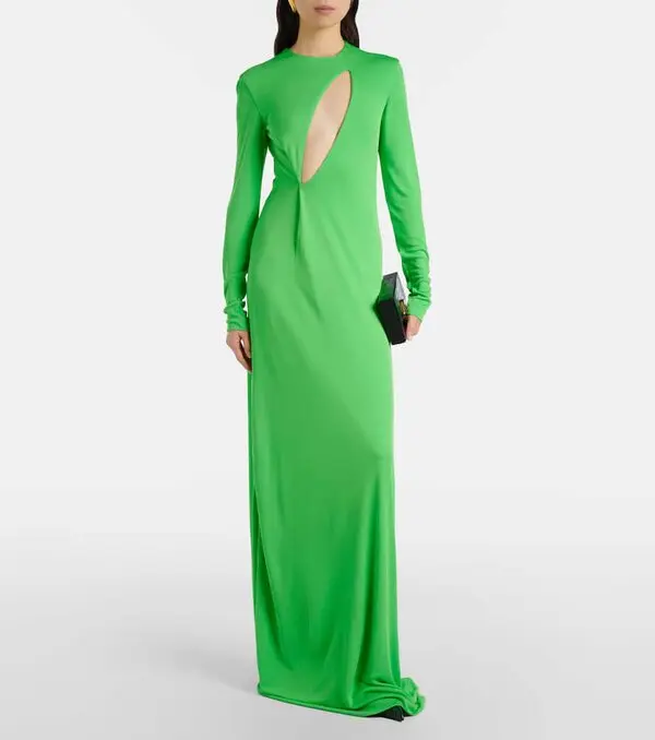 TOM FORD Cutout Crepe Jersey Gown - Green