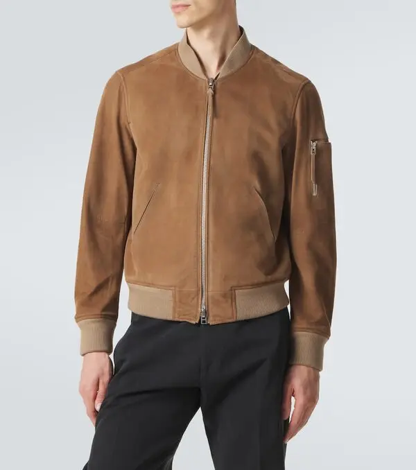 TOM FORD Suede Bomber Jacket - Brown