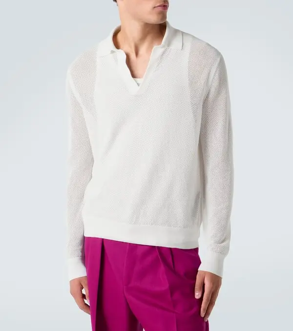 TOM FORD Semi-sheer Cotton Polo Sweater