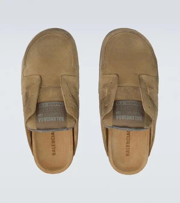 Balenciaga Suede Slides - Beige