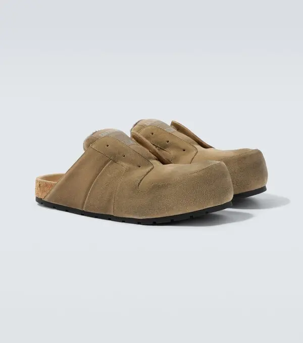 Balenciaga Suede Slides - Beige