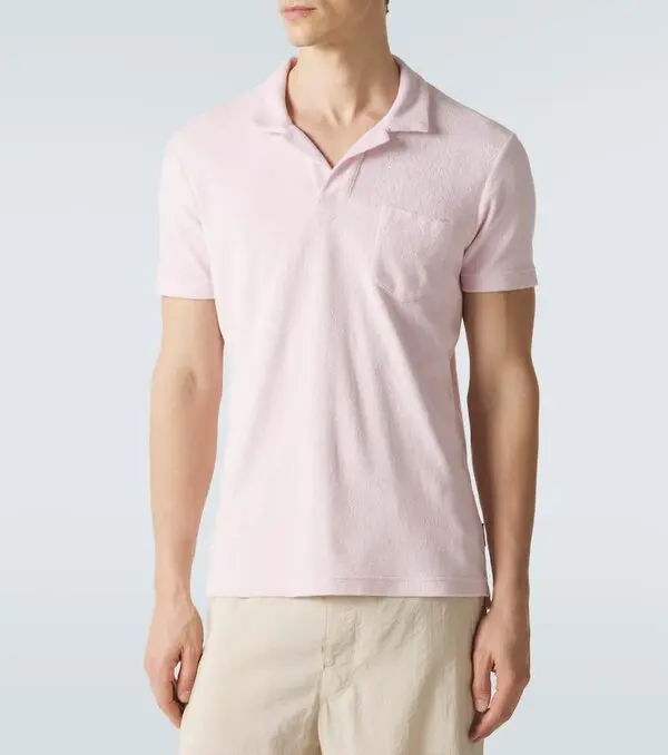 Orlebar Brown Cotton Terry Polo Shirt - Pink