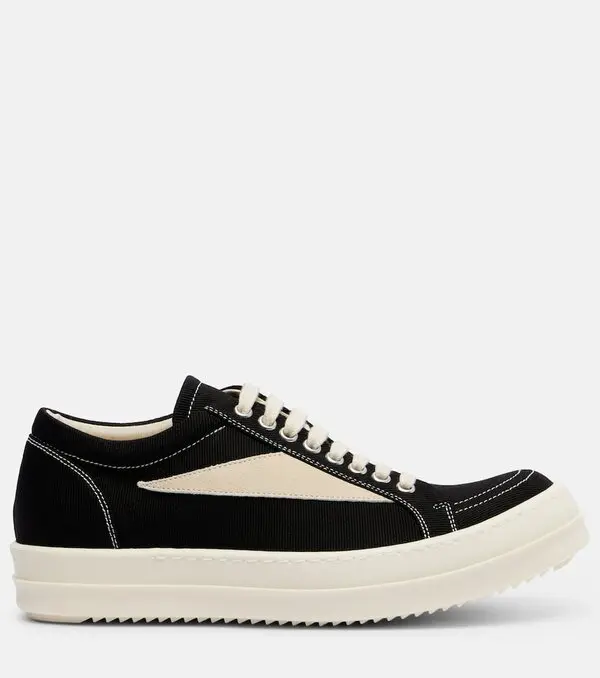 Rick Owens Suede-trimmed Canvas Sneakers