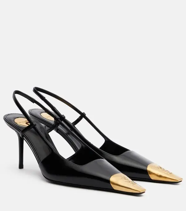 Saint Laurent Jeanne 75 Leather Slingback Pumps - Black