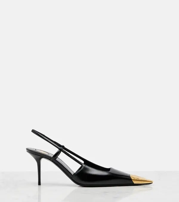 Saint Laurent Jeanne 75 Leather Slingback Pumps - Black