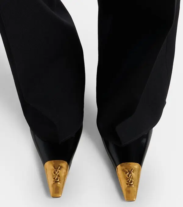 Saint Laurent Jeanne 75 Leather Slingback Pumps - Black