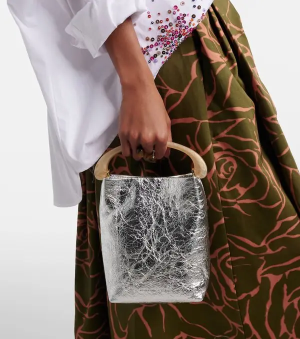 Dries Van Noten Metallic Leather Top-handle Bag