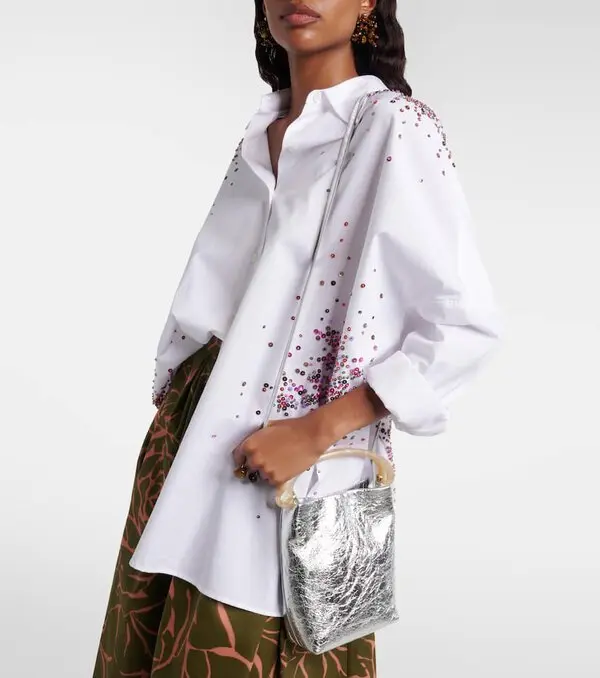 Dries Van Noten Metallic Leather Top-handle Bag