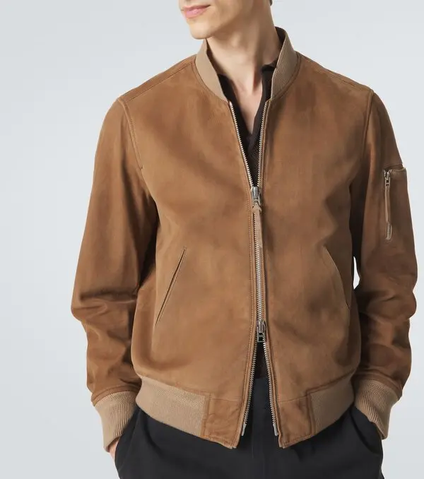 TOM FORD Suede Bomber Jacket - Brown