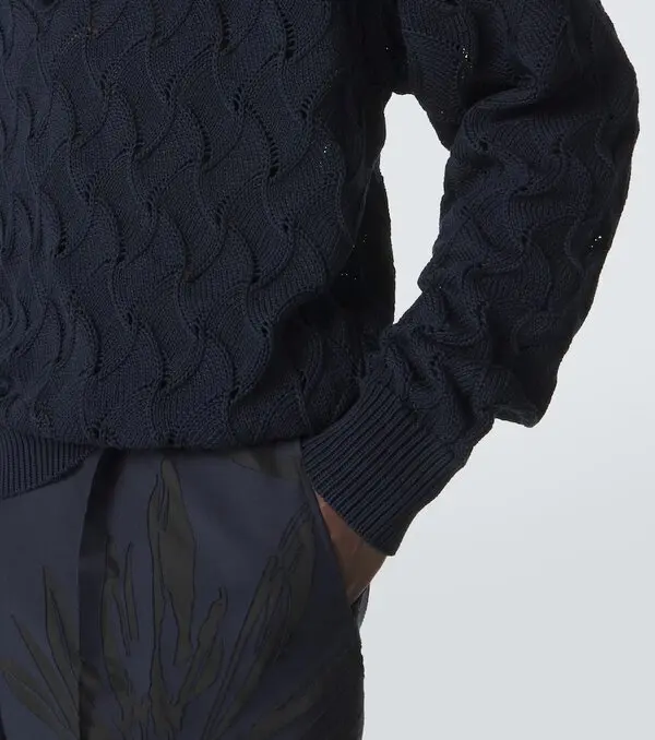 Dries Van Noten Open-knit Cotton Polo Sweater