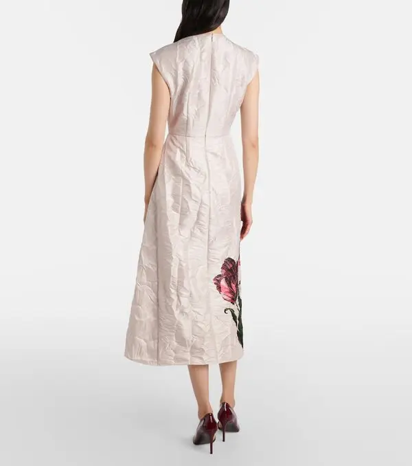 Erdem Floral Draped Satin Midi Dress