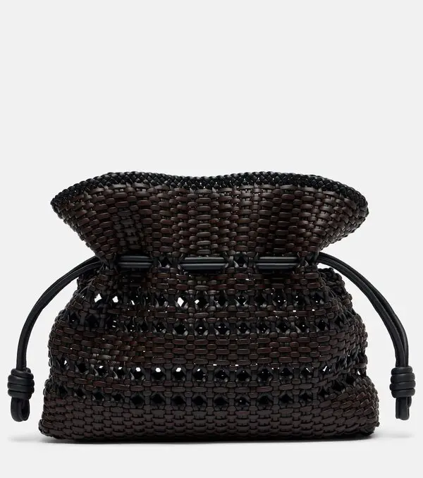Loewe Flamenco Medium Woven Leather Clutch - Brown